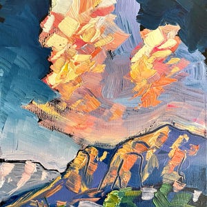 William Hawkins - Clouds and Mountain, Western Art Painting, Original ...