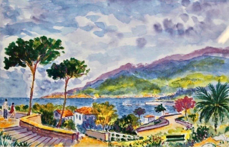 Jean-claude Picot - (france, 1933-2020) "tropical Bay Harbor View" Hand ...