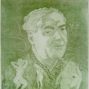 Frank Gutierrez - Vintage Portrait Etching of Artist Jules Pascin by ...
