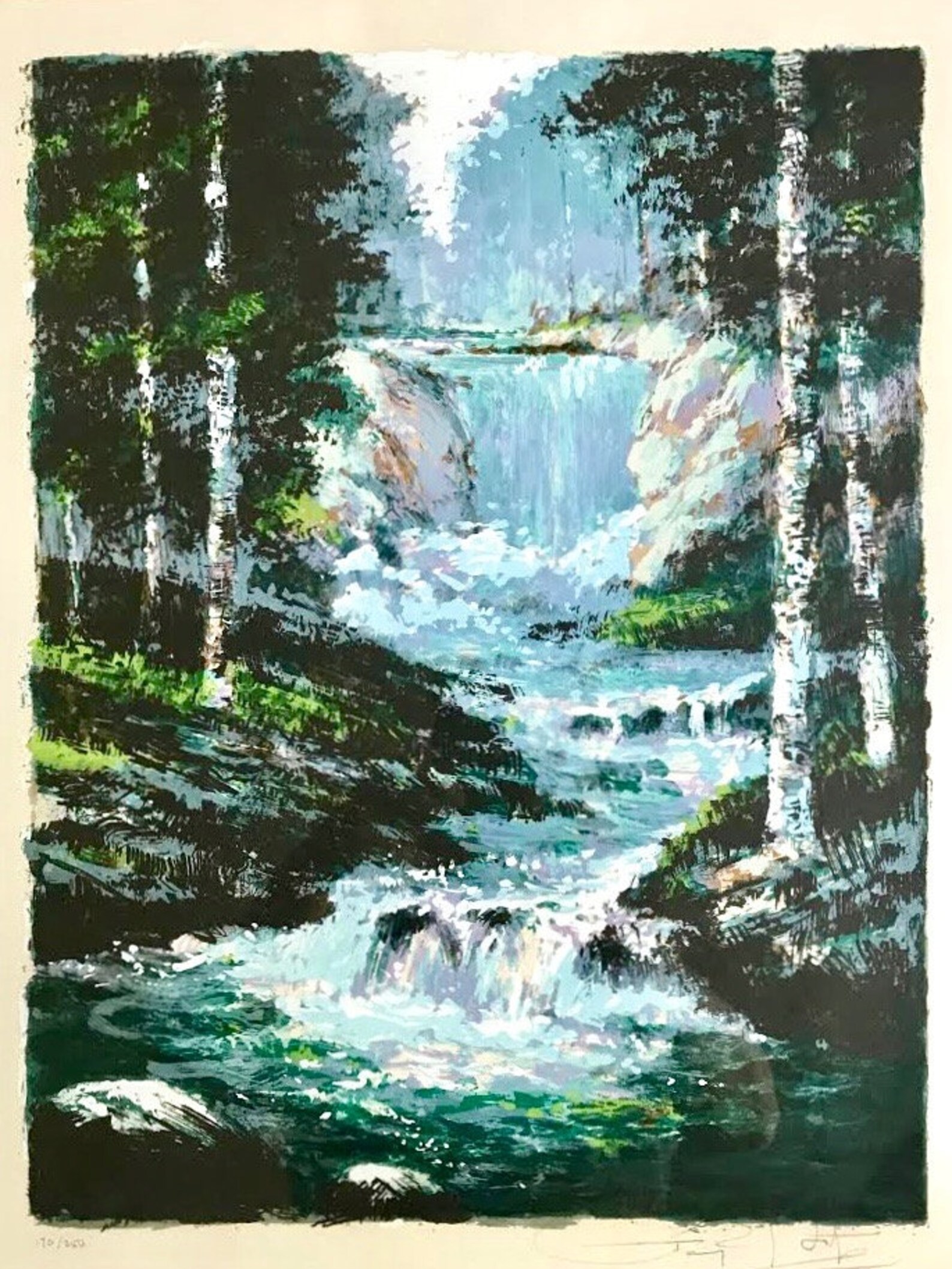 Gary Hinte - "waterfall", Vintage Mid-century Modernist, Hand Signed ...