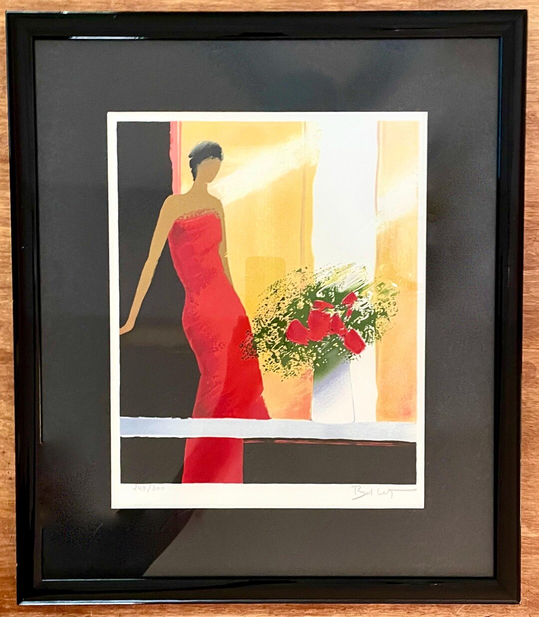 Emil Bellet - "lady in Red", Serigraph Print, Signed, Limited Edition ...