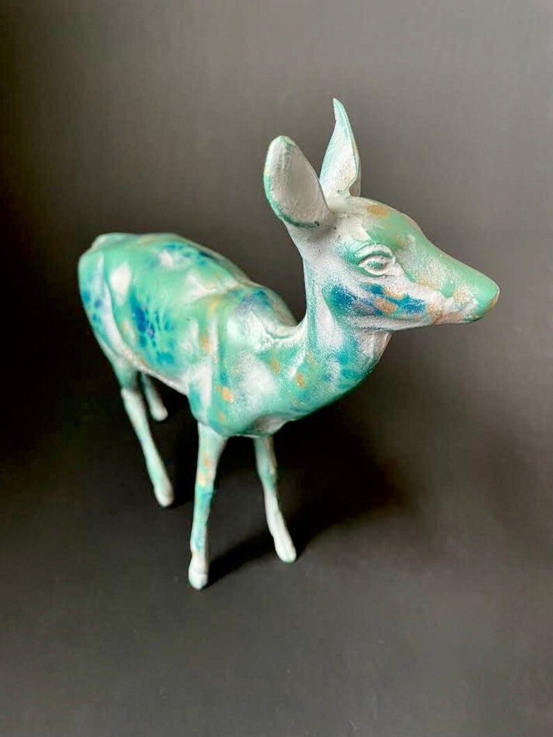 Painted Cast Metal Sculpture of Doe Made in Japan by Toyo 7 - Etsy