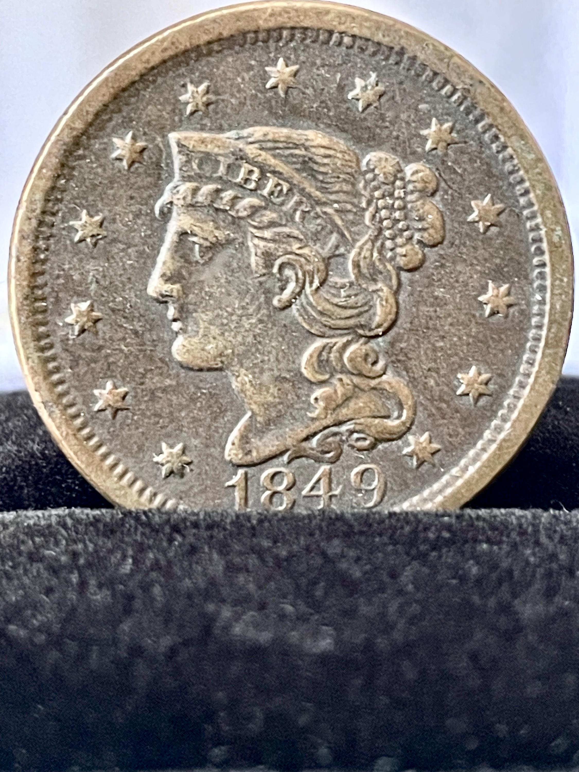 1849 United States Braided Hair Copper Penny U.S. Mint, Condition is ...