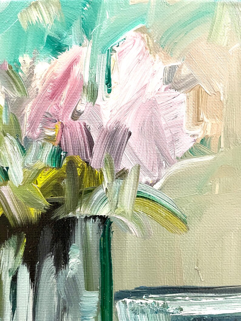 Jose Lima - Lavender Roses in Glass Vase, Original 10" X 10" Oil ...