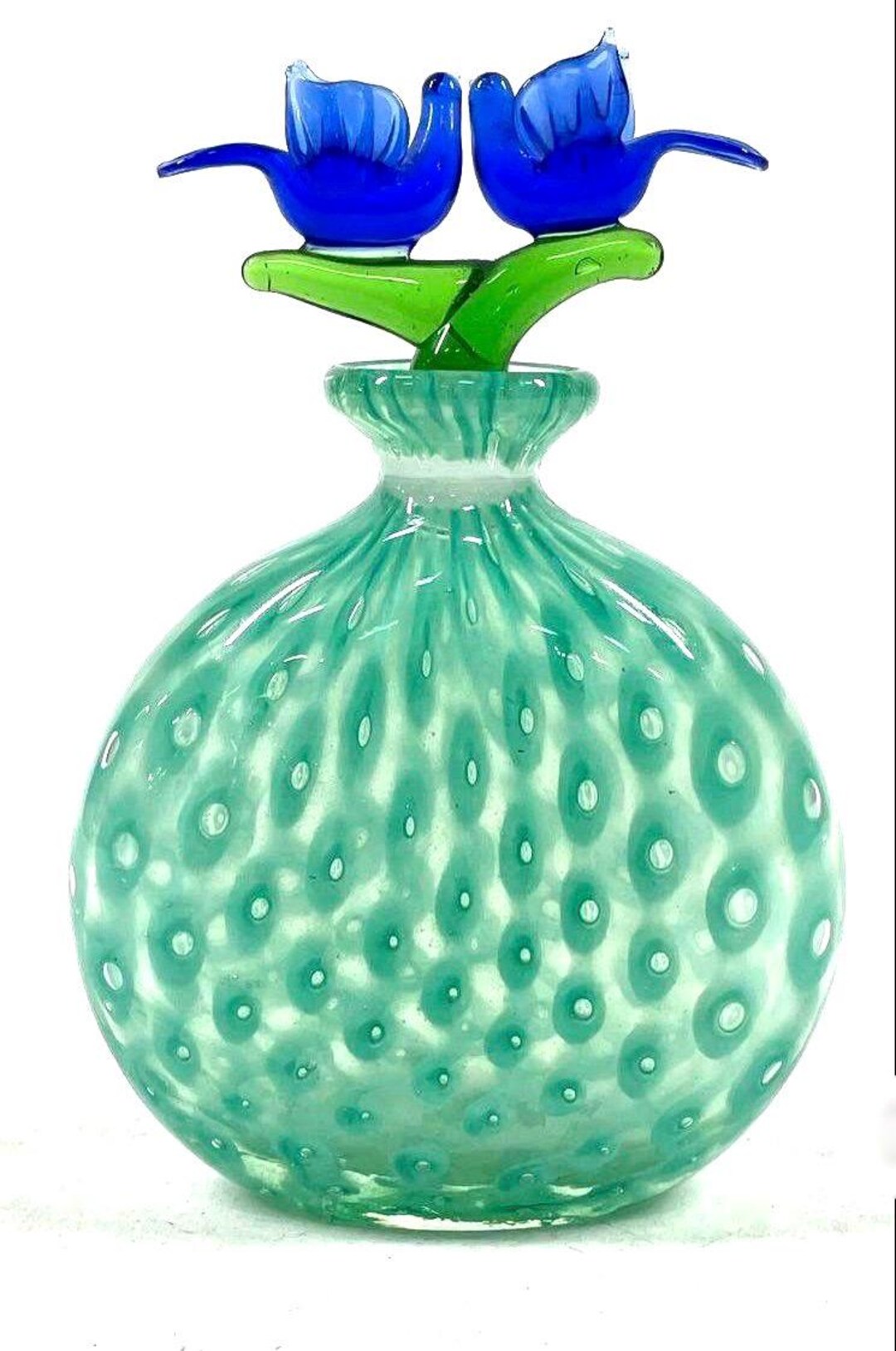 Vintage Royal Limited Crystal Seafoam Glass Perfume Bottle With Pair of ...