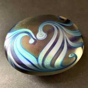 Robert Eickholt Blue Swirl Iridescent Heart Hand-blown Glass ...