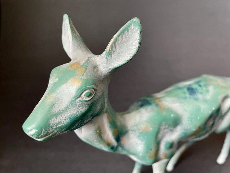 Painted Cast Metal Sculpture of Doe Made in Japan by Toyo 7 - Etsy