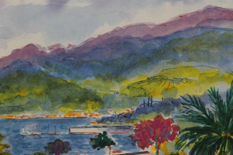 Jean-claude Picot - (france, 1933-2020) "tropical Bay Harbor View" Hand ...