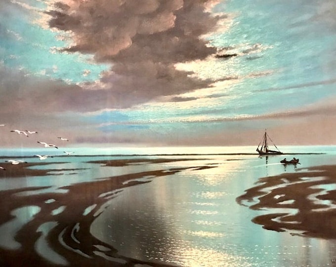Wendt - Original Oil Painting "early Morning Sail" Painting on Canvas ...