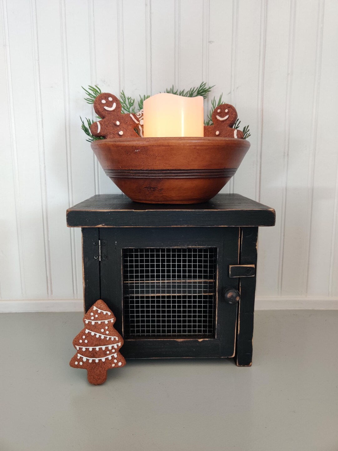 Primitive Farmhouse Rustic Aged Distressed Black Wooden Miniature Pie ...