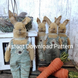 NEW 2023 Instant Digital Download PATTERN PDF Primitive Farmer Bunny ...