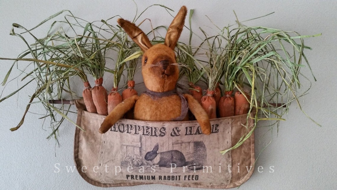 2016 E-PATTERN Primitive Folk Art Early Style Bunny Rabbit - Etsy