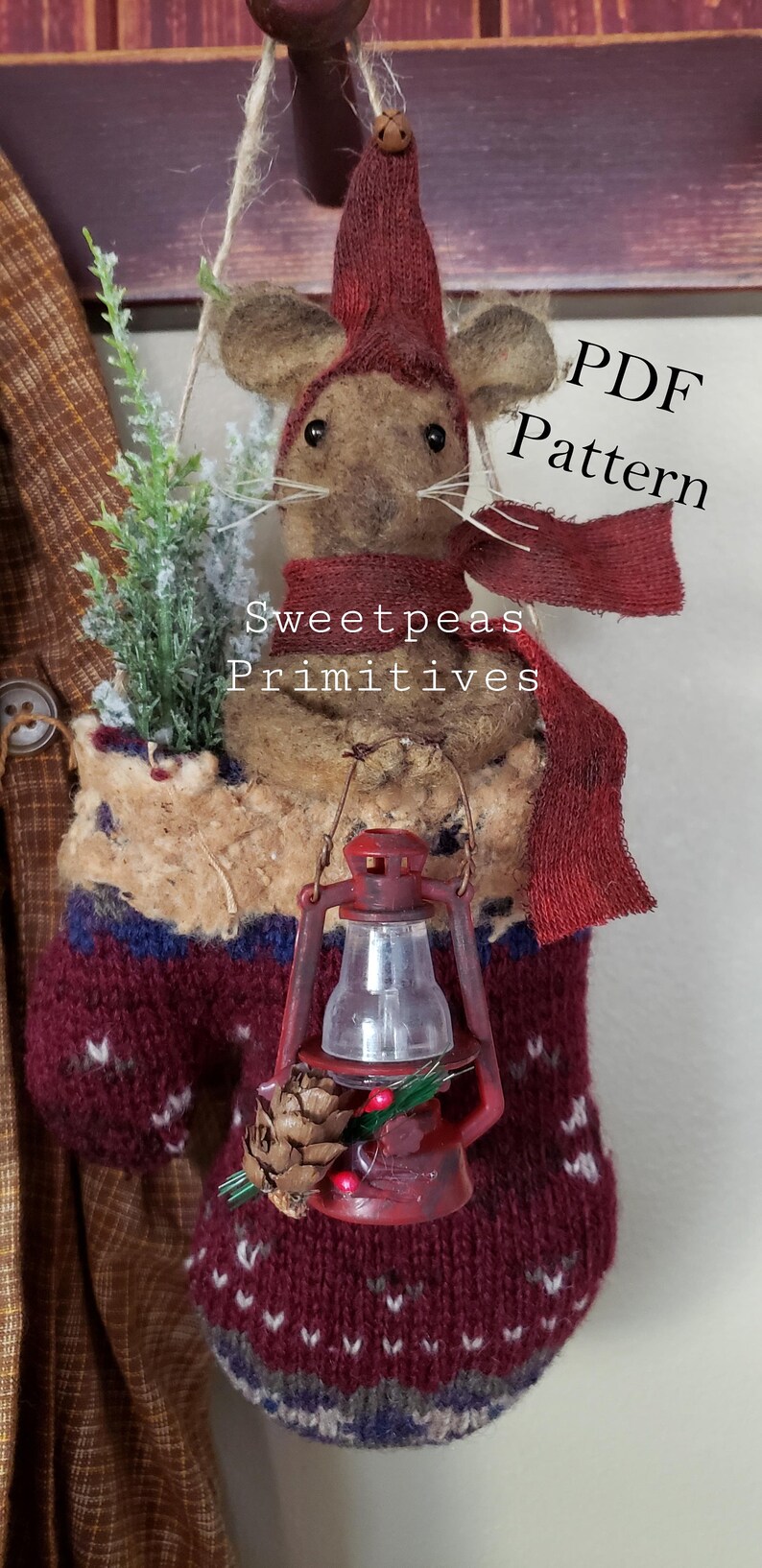 New 2020 Instant DOWNLOAD PATTERN ~ Primitive Winter Mouse in Stocking ...