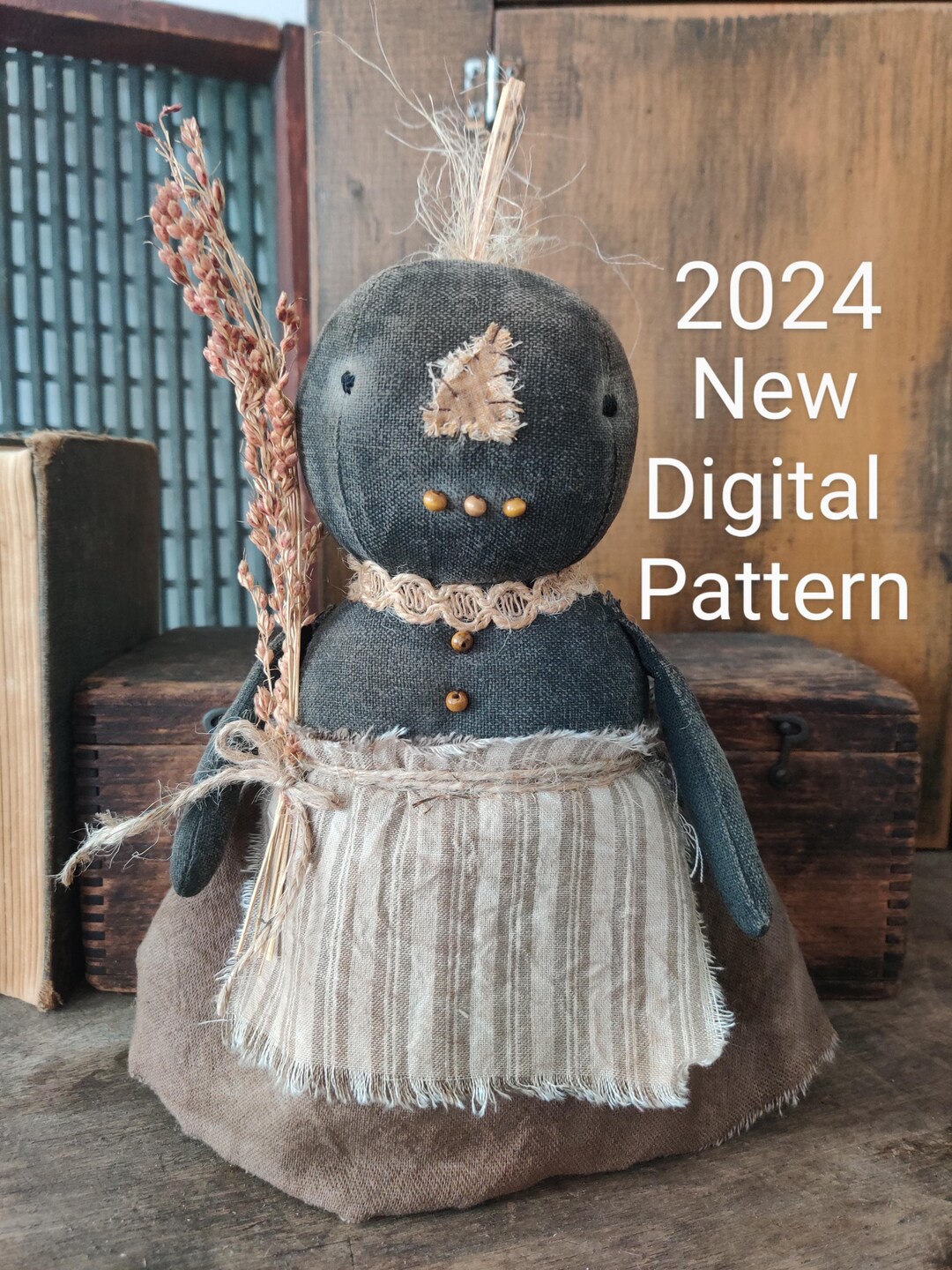 New 2024 Instant Download Pattern Primitive Folk Art Black Pumpkin ...