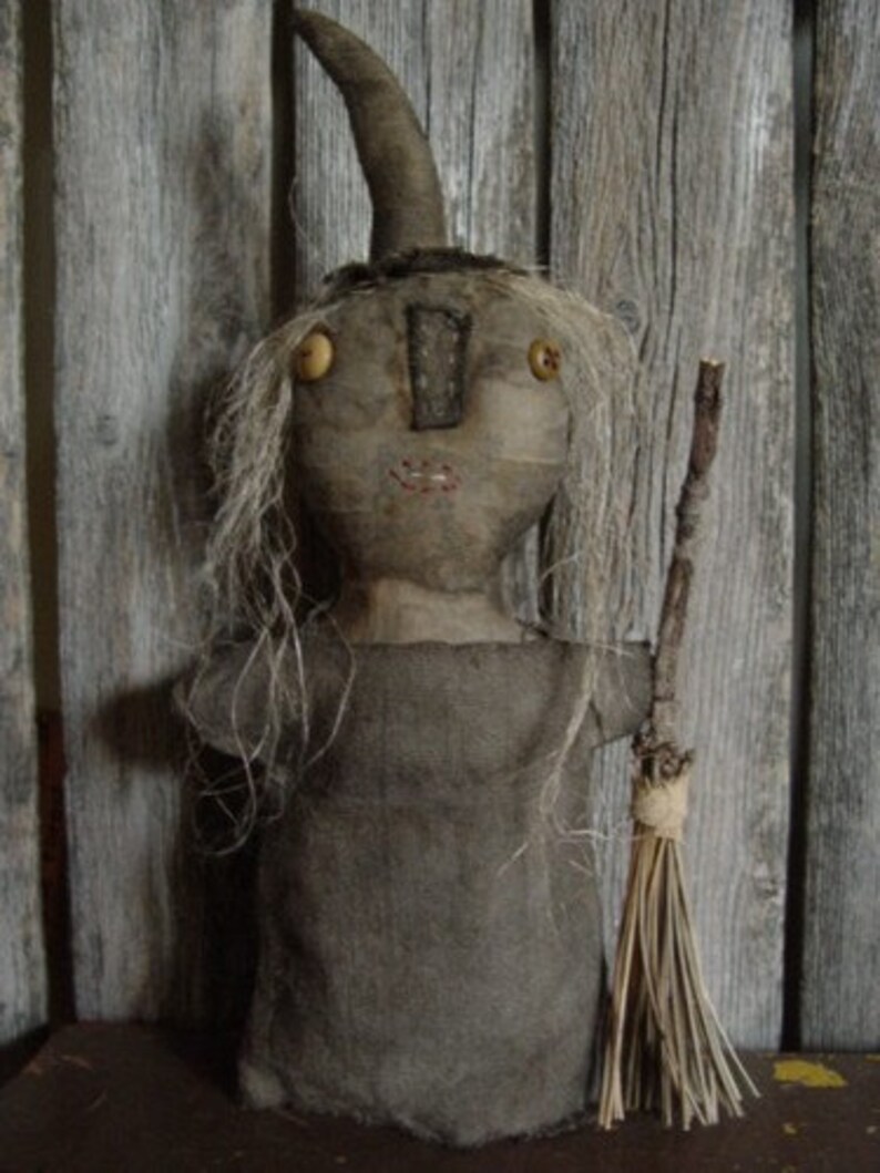 Instant Download Primitive Folk Art Black Stump Halloween Witch Doll E ...