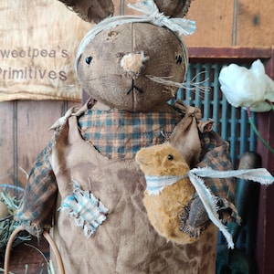 New 2025 Instant Download Pattern Primitive Standing Tattered Bunny ...