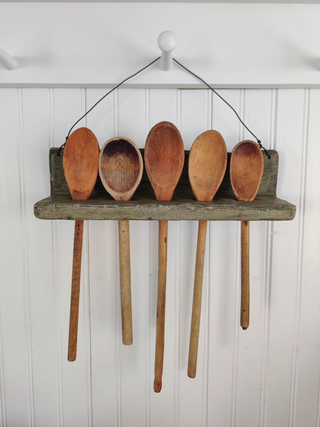 Spoons NOT Included Primitive HANDMADE Farmhouse Rustic Aged Sage Green ...