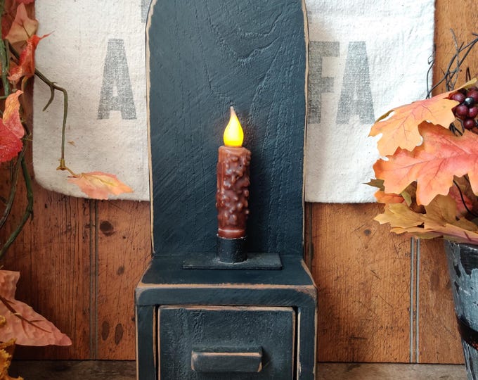 Primitive Rustic Farmhouse Colonial Tombstone Hanging Wooden Candle ...