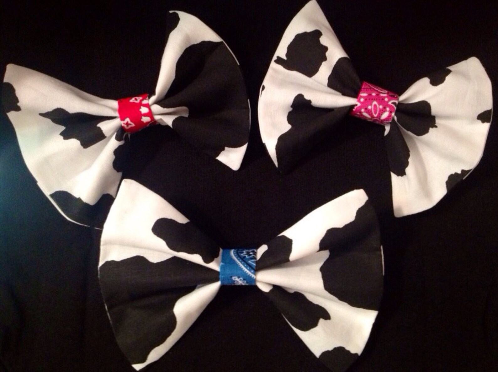 Cow Print Bow Barnyard Farm Blue Pink Red Western Cowboy - Etsy