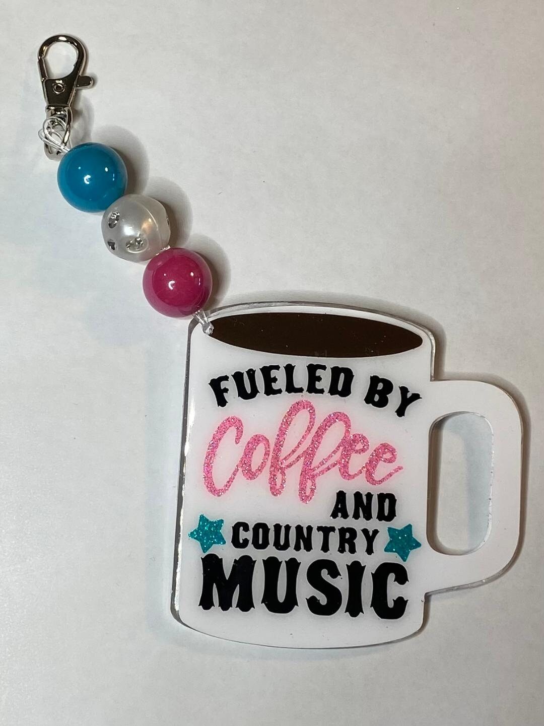 Keyring Coffee Mug Reads fueled by Coffee and Country Music - Etsy
