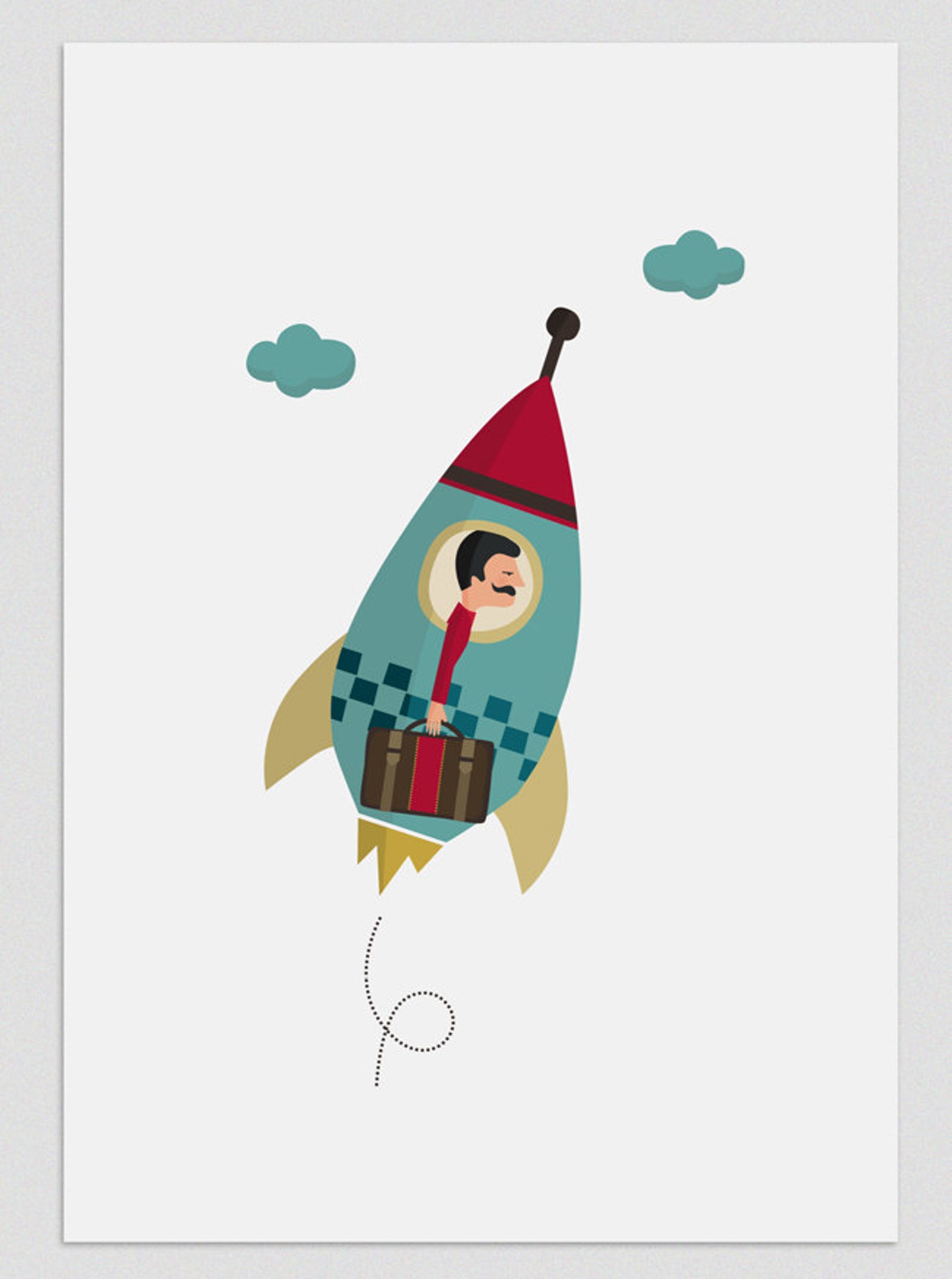 Rocket Man Print Illustration to Decorate Your Home Custom | Etsy