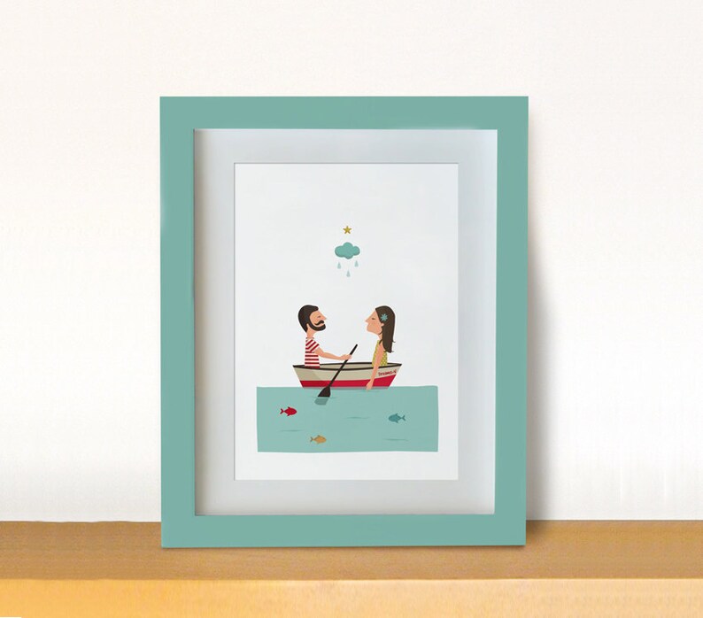 Learning to Row print Illustration to Decorate your Home | Etsy