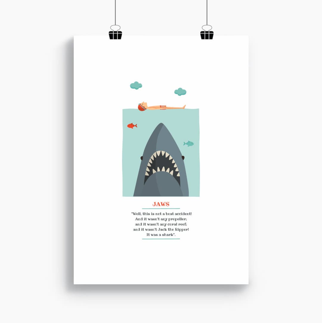 Jaws Movie Print, Funny Shark Art, Home Decor - Etsy