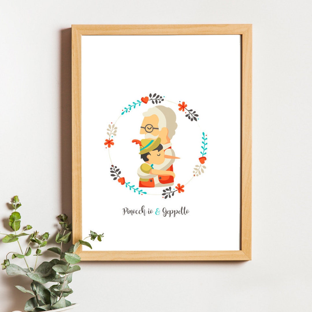 Pinocchio & Geppetto Print, Illustration to Decorate Your Home, Custom ...