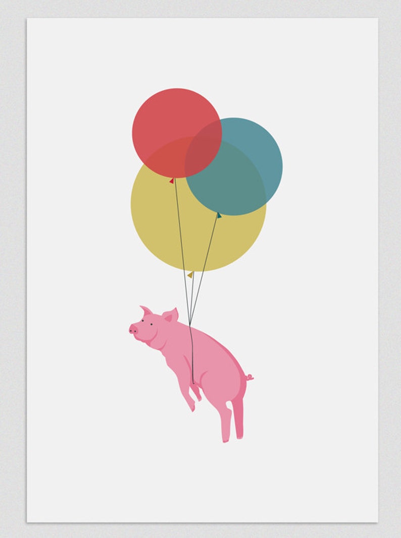 Flying Pig Print Illustration to Decorate Your Home Custom - Etsy