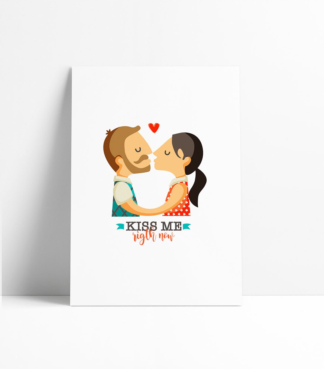 Kiss Me Print, Illustration to Decorate Your Home, Custom Gift ...