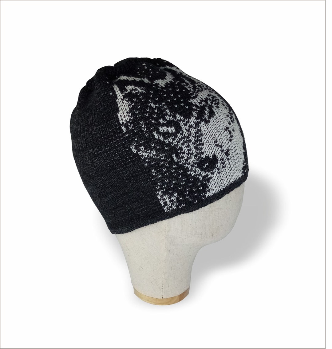 Wolf Big Head Beanie for Men Dad Hat for Large Head Black Crochet Hat ...