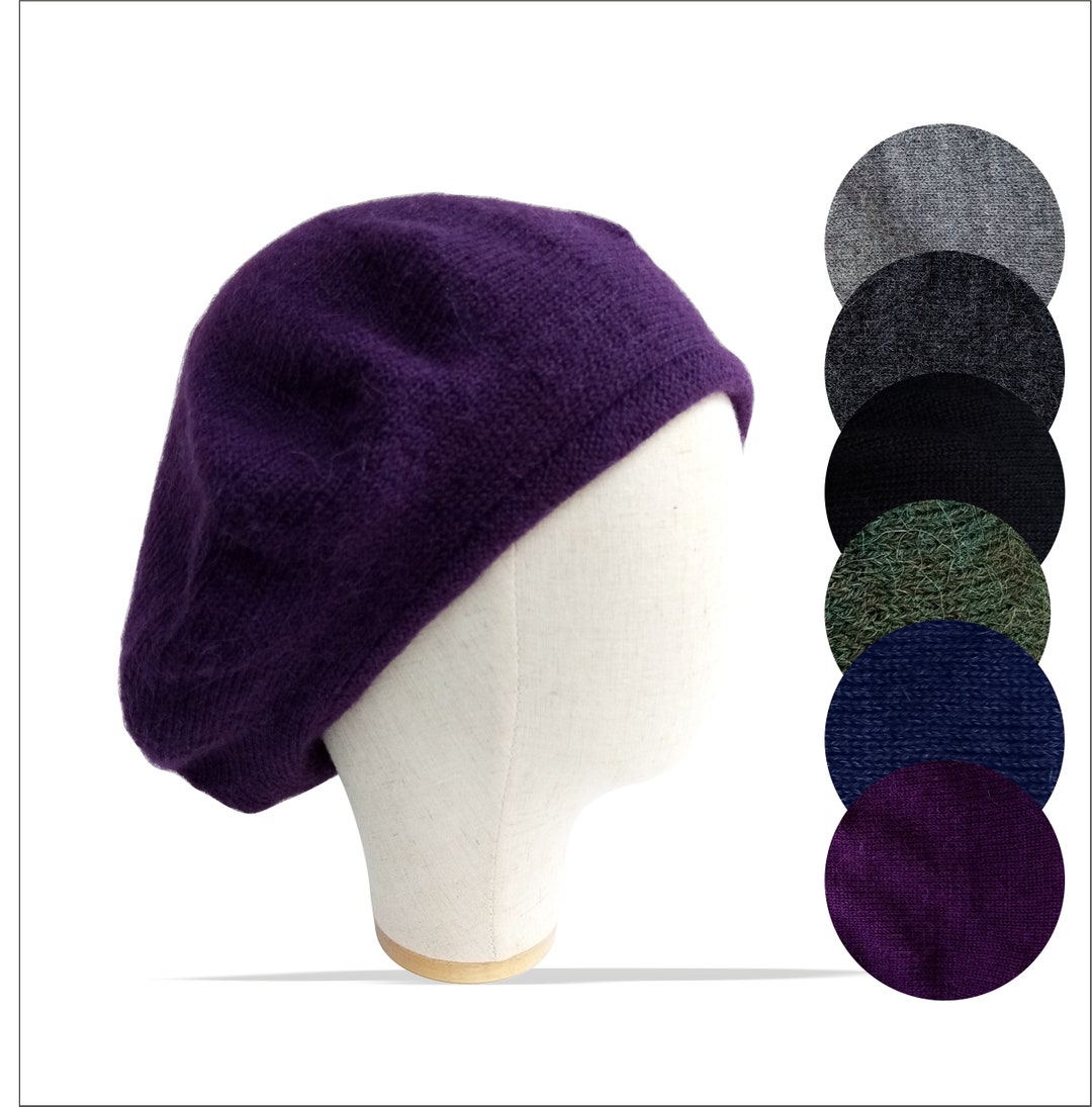 Purple Alpaca Beret Wool Beret for Big Head - Etsy
