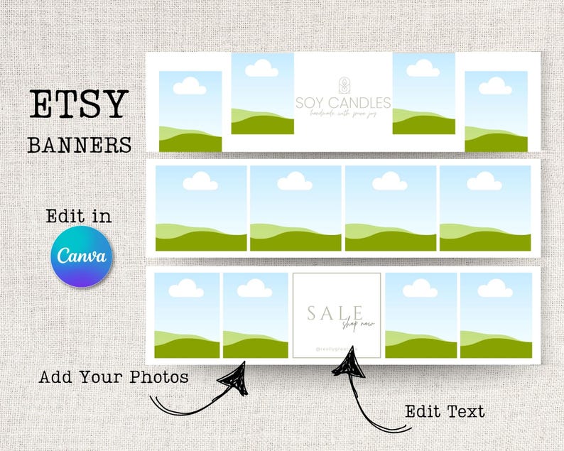 Editable Boho Etsy Banner Templates: Storefront Branding Kit (canva) - Etsy