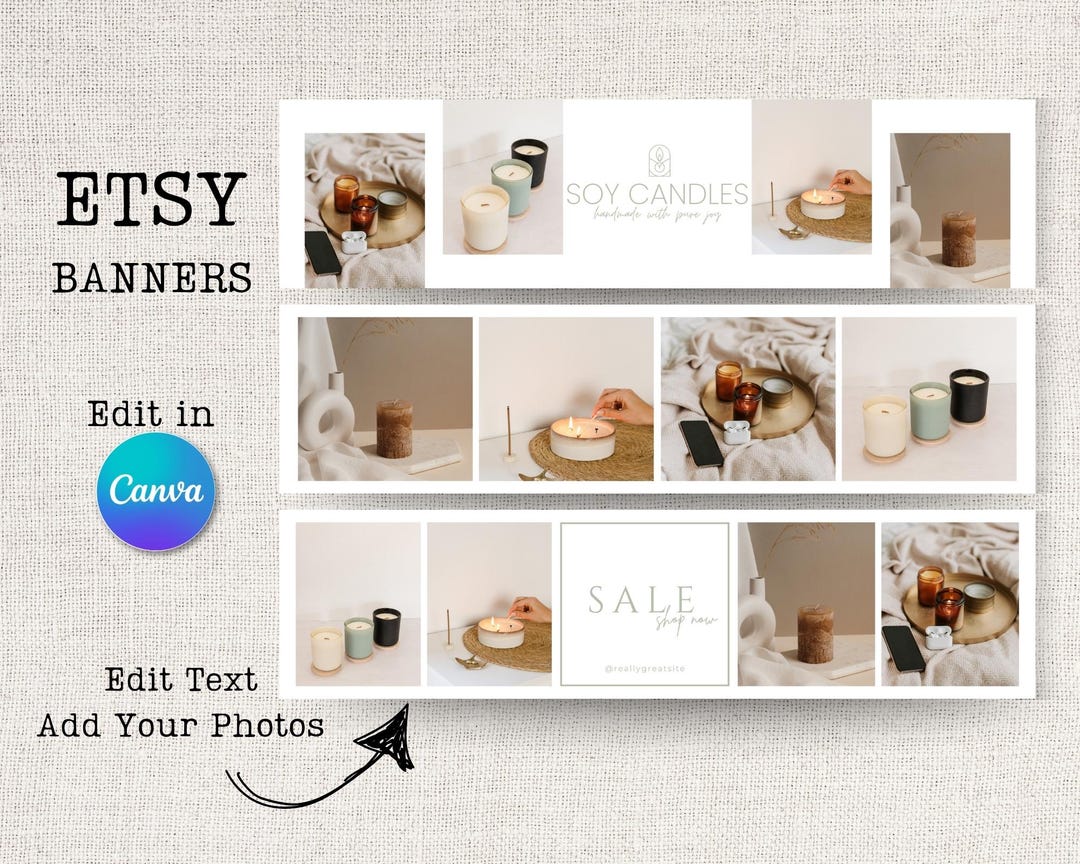 Editable Etsy Banner Templates for Canva | Storefront Branding Kit ...