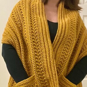 Crochet Shawl in Mustard PATTERN, Women Scarf Pattern, Crochet Wrap ...
