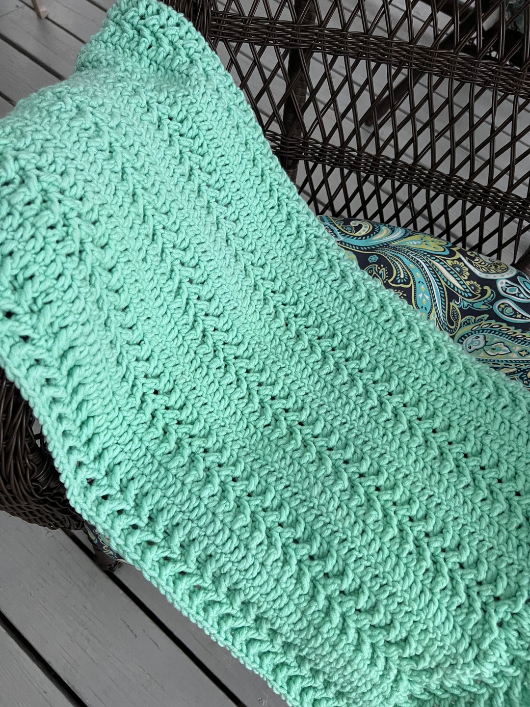 Mint Crochet Chunky Throw PATTERN Instant Download Throw Blanket ...