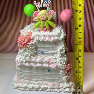 Princess Fake Cake Two Tiers White Faux Frosting Pink | Etsy