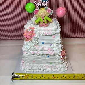 Princess Fake Cake Two Tiers White Faux Frosting Pink | Etsy
