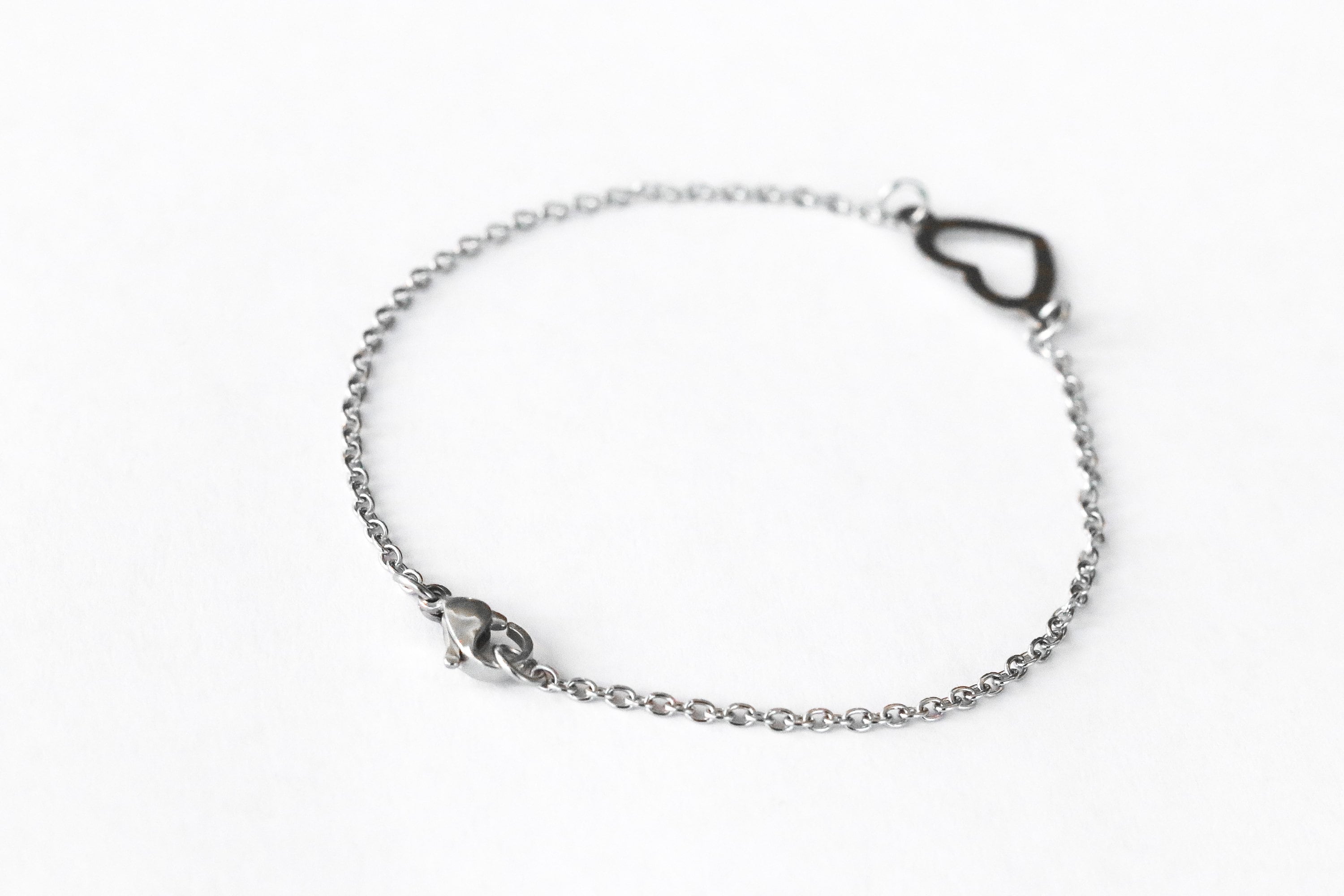 Heart Anklet Waterproof Silver Chain Ankle Bracelet, Outline Heart ...