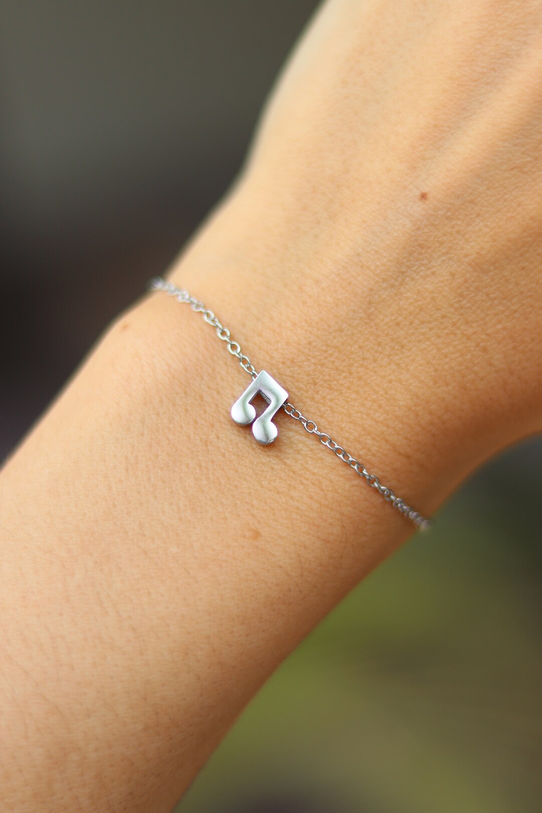 Music Note Bracelet, Waterproof Silver Chain Bracelet, Tiny Music Note ...