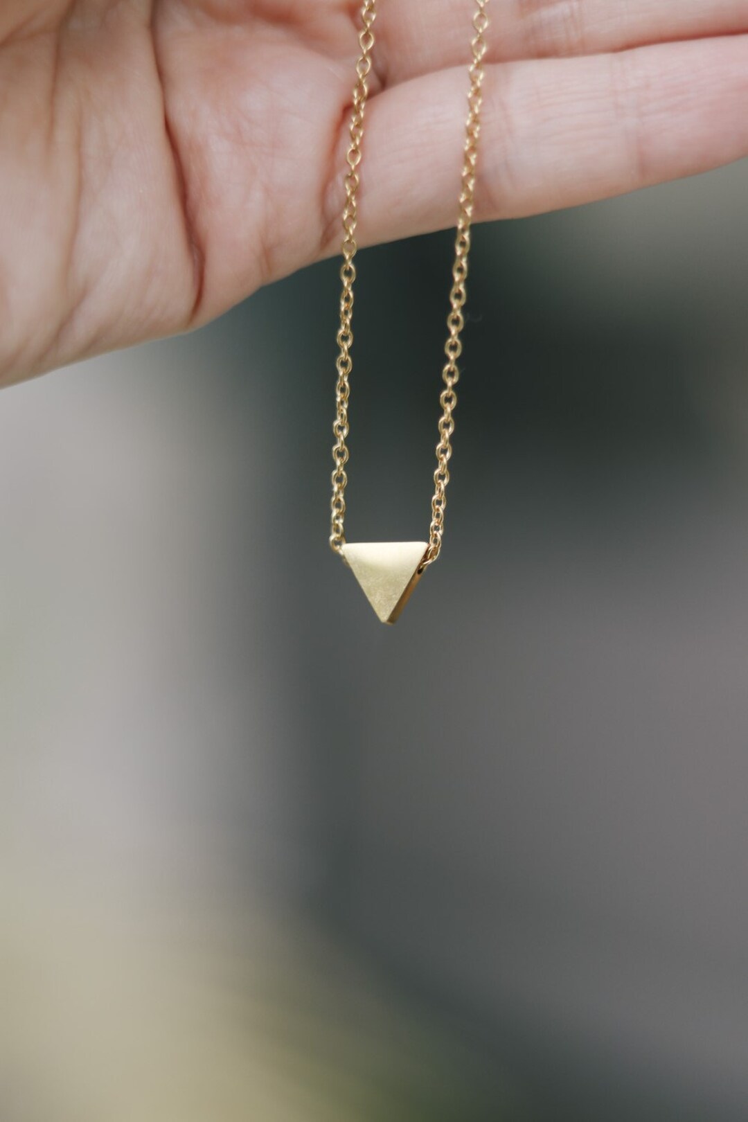 Triangle Necklace for Women Gold Tone Stainless Steel Small Triangle ...