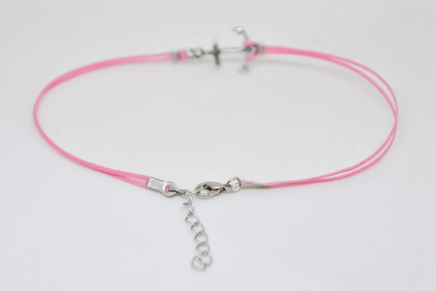 Anchor Anklet Pink Dainty Anklet With Silver Anchor Charm | Etsy UK