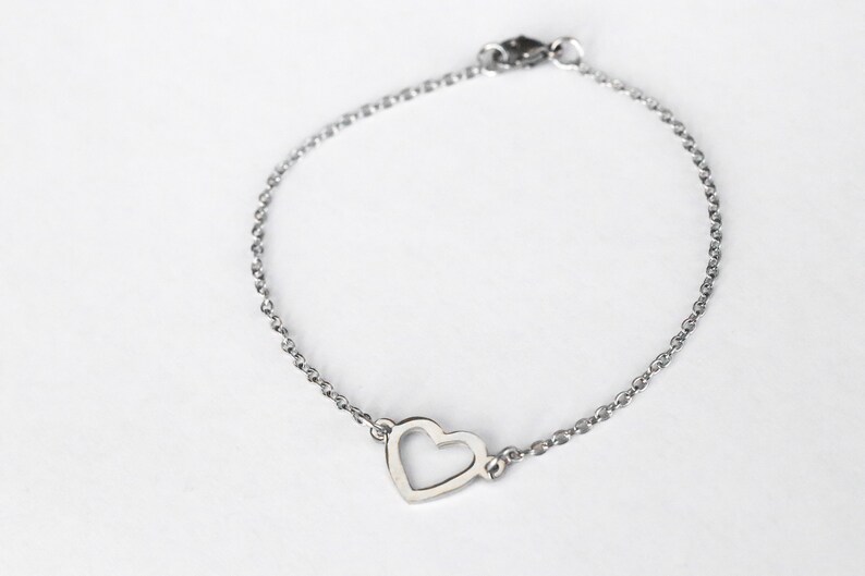 Heart Anklet Waterproof Silver Chain Ankle Bracelet, Outline Heart ...