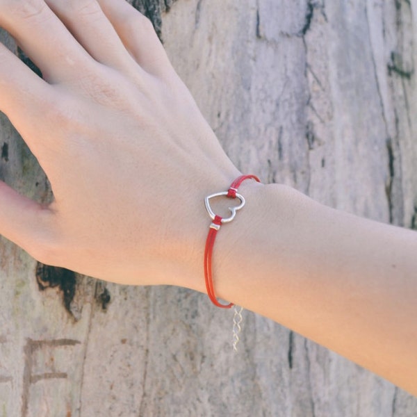 Red Heart Bracelet - Etsy