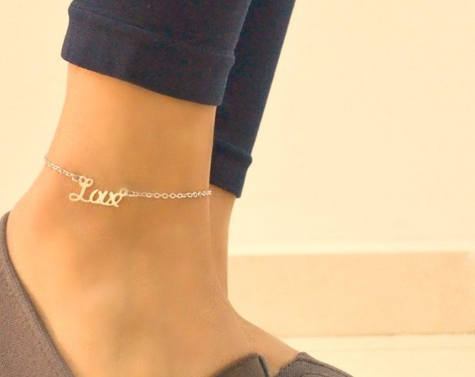 Love Anklet Silver Chain Ankle Bracelet With a Silver Love - Etsy
