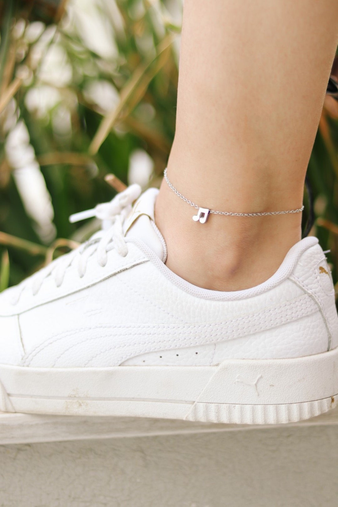 Music Note Anklet: Waterproof Stainless Steel Charm Bracelet - Etsy
