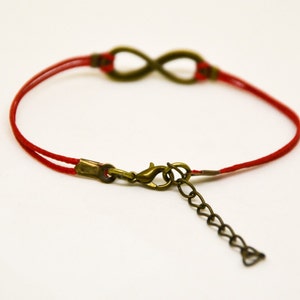 Red Cord Infinity Bracelet: Bronze Charm, Adjustable Friendship Jewelry ...