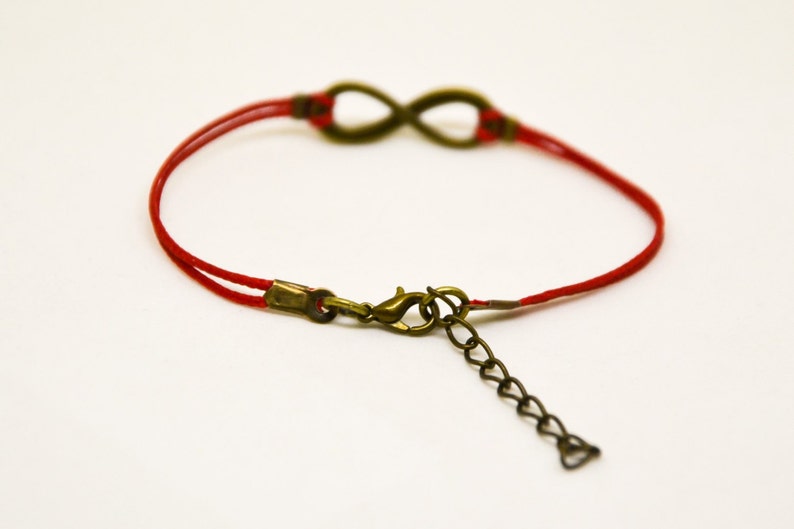 Red Cord Infinity Bracelet: Bronze Charm, Adjustable Friendship Jewelry ...