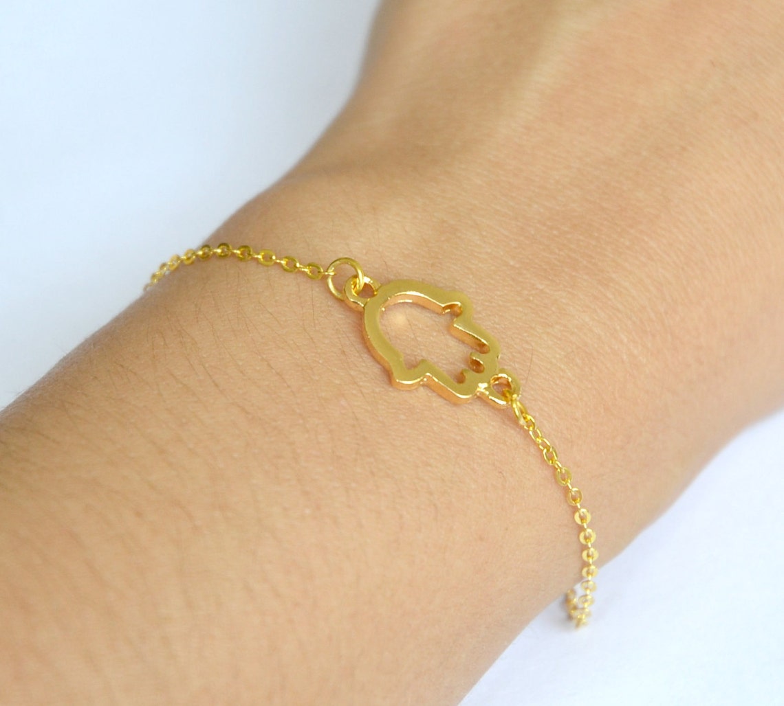 Gold Hamsa Bracelet Gold Chain Bracelet Bridesmaids Gifts - Etsy