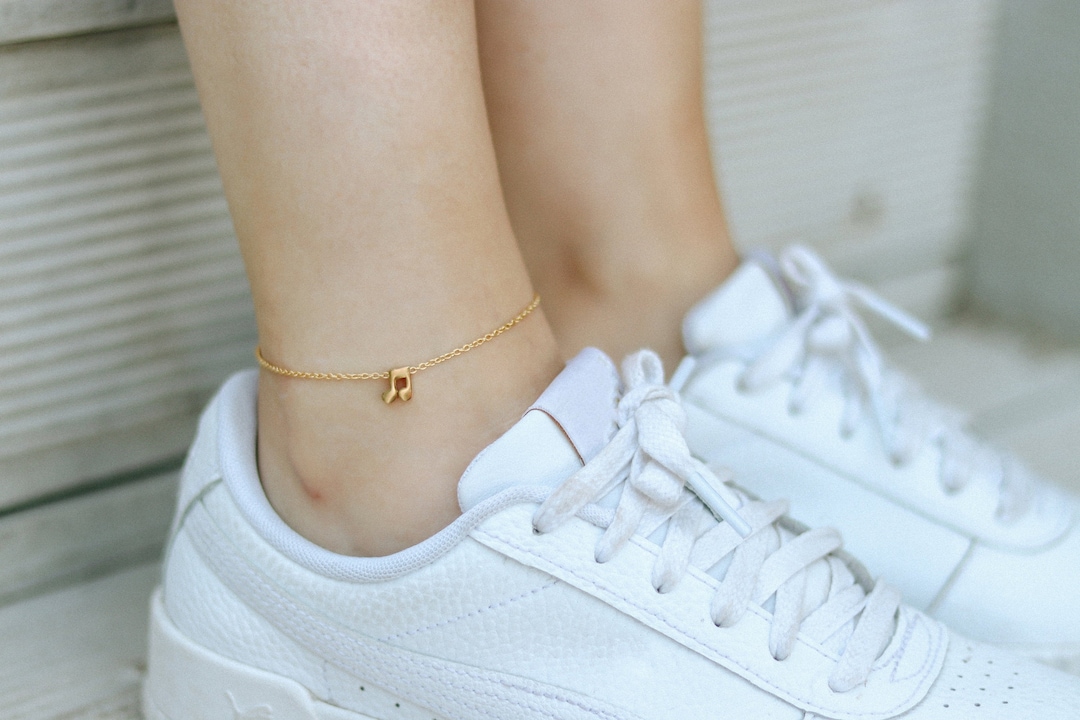 Music Note Anklet, Dainty Gold Chain Ankle Bracelet, Tiny Music Note ...